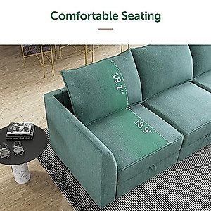 HONBAY Reversible Sectional Sofa Modular Couch U Shaped Sectional Sleeper Sofa with Storage Seats Oversized Sectional Sofa with Wide Chaise for Living Room, Aqua Blue