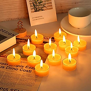 LJQizn 24pcs Natural Beeswax Tealight Candles Handmade Decorative Unscented Pure Beeswax Tea Lights（ Perfect for Birthday Party ,Wedding, Spa, Home Decor)