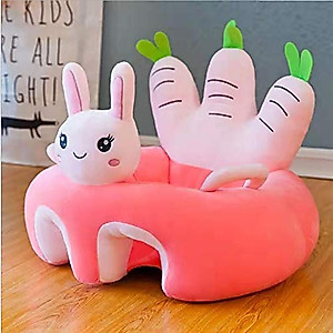vocheer Baby Sitting Chair, Comfortable Infant Soft Plush Floor Support Seat Baby Learning to Sit Soft Animal Shaped Baby Sofa for Newborn(Radish Rabbit)