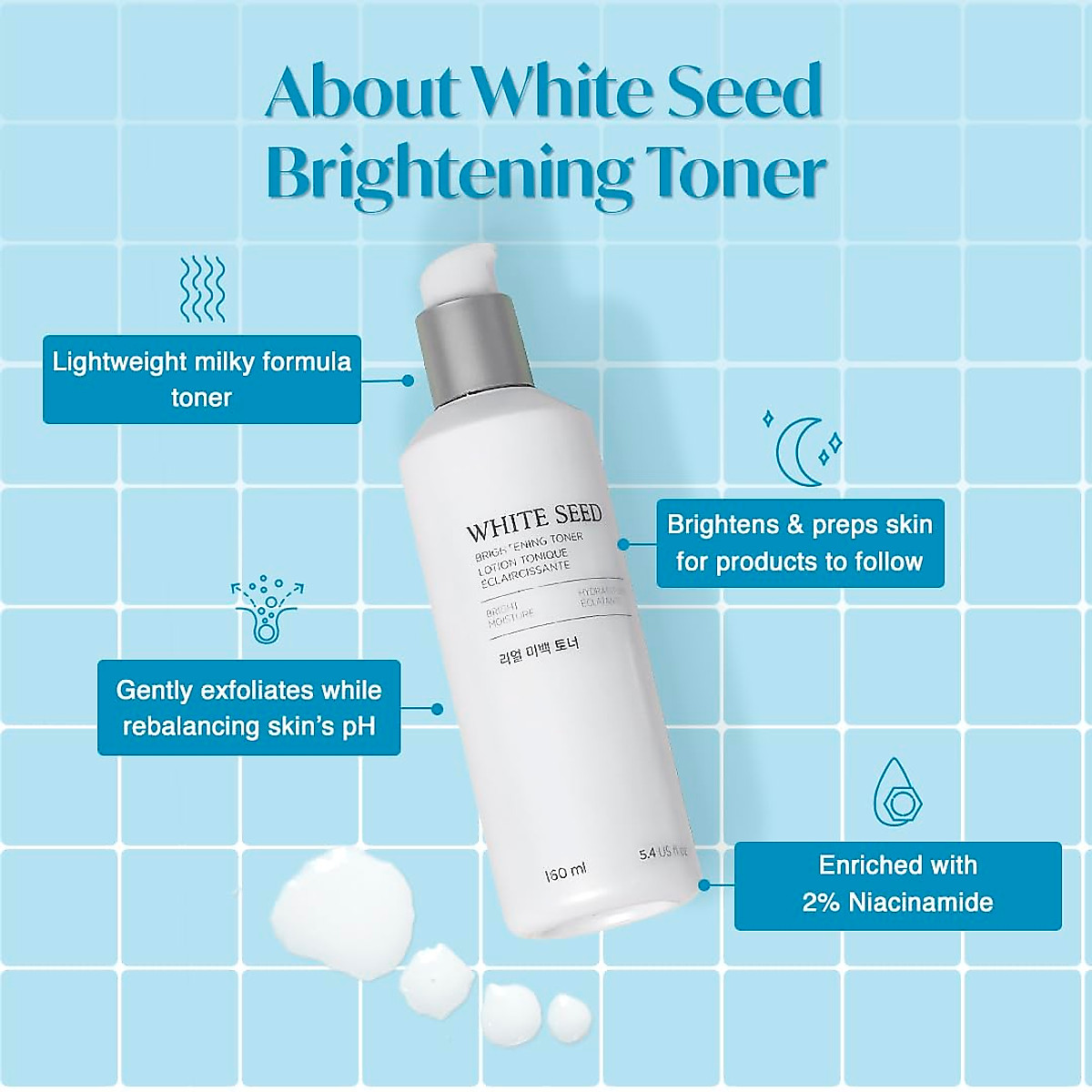 The Face Shop White Seed Brightening Toner | White Lupin Seed | White Daisy| Niacinamide | Moisturizing | Brightening
