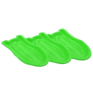 Superio Pack of 3 Toboggan Snow Sled for Kids and Adults, 37" Plastic Sled with Pull Ropes and Handles (Green)