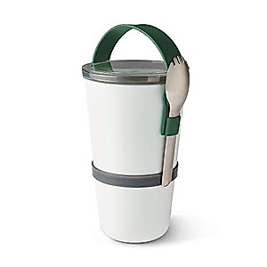 Black+Blum Pot Original Stackable BPA-Free Leak-Proof Microwave Safe Lunch Box Food Container, with Stainless-Steel Spork, 900 ml, Olive