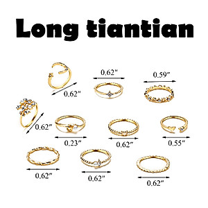Long tiantian Gold Knuckle Rings for Women Non Tarnish Stackable Rings Boho Rings Set Stacking Midi Pinky Snake Wudu Nail Rings Aesthetic Rings Christmas Gifts Stocking Stuffers