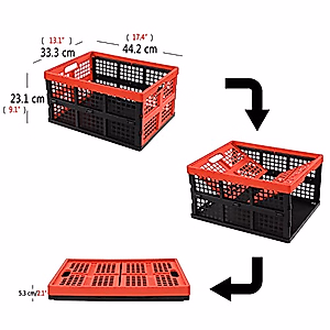 Gloreen 35 Quart Folding Crate Basket, Collapsible Storage Milk Crates, 3 Packs