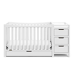 Graco Remi All-in-One Convertible Crib with Drawer and Changer (White) & Premium Foam Crib & Toddler Mattress – GREENGUARD Gold Certified, CertiPUR-US Certified Foam, Machine Washable
