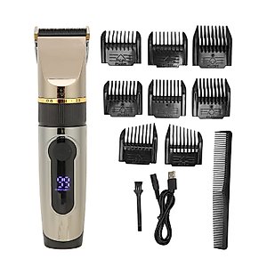 Electric Hair Trimmer Set,Professional Hair Clipper Beard Shaver Haircut Kit Cordless Barber Clippers for Hair Cutting Grooming,Rechargeable Waterproof Bikini Trimmer LED Display with 8pcs Guide Comb