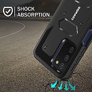 Covrware Aegis Series Case for Samsung Galaxy A03S, Full-Body Rugged Dual-Layer Shockproof Protective Swivel Belt-Clip Holster Cover with Built-in Screen Protector, Kickstand, Black
