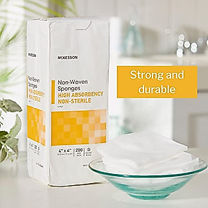 McKesson Non-Woven Sponges, Non-Sterile, 4-Ply, High Absorbency, Polyester/Rayon, 4 in x 4 in, 200 Per Pack, 10 Packs, 2000 Total