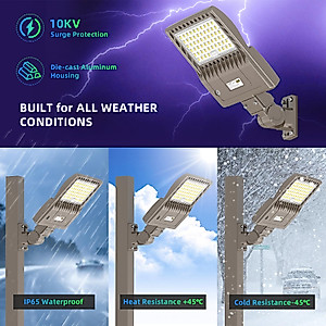 200W LED Parking Lot Light 28000LM with Arm Mount UL DLC Listed, 5000K Shoebox Pole Light AC100-277V, IP65 Waterproof Commercial Street Area Lighting for Driveway/Roadway/Yard, Replace 800W HID HPS