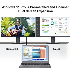 Coolby Laptop Computer Windows 11, 15.6 inch 1920x1080 FHD IPS Display, 12GB RAM / 512GB SSD Notebook PC with Intel Core i3-5005U, Support 2.4G/5G Hz WiFi, RJ45, Type-c Charging, BT4.2