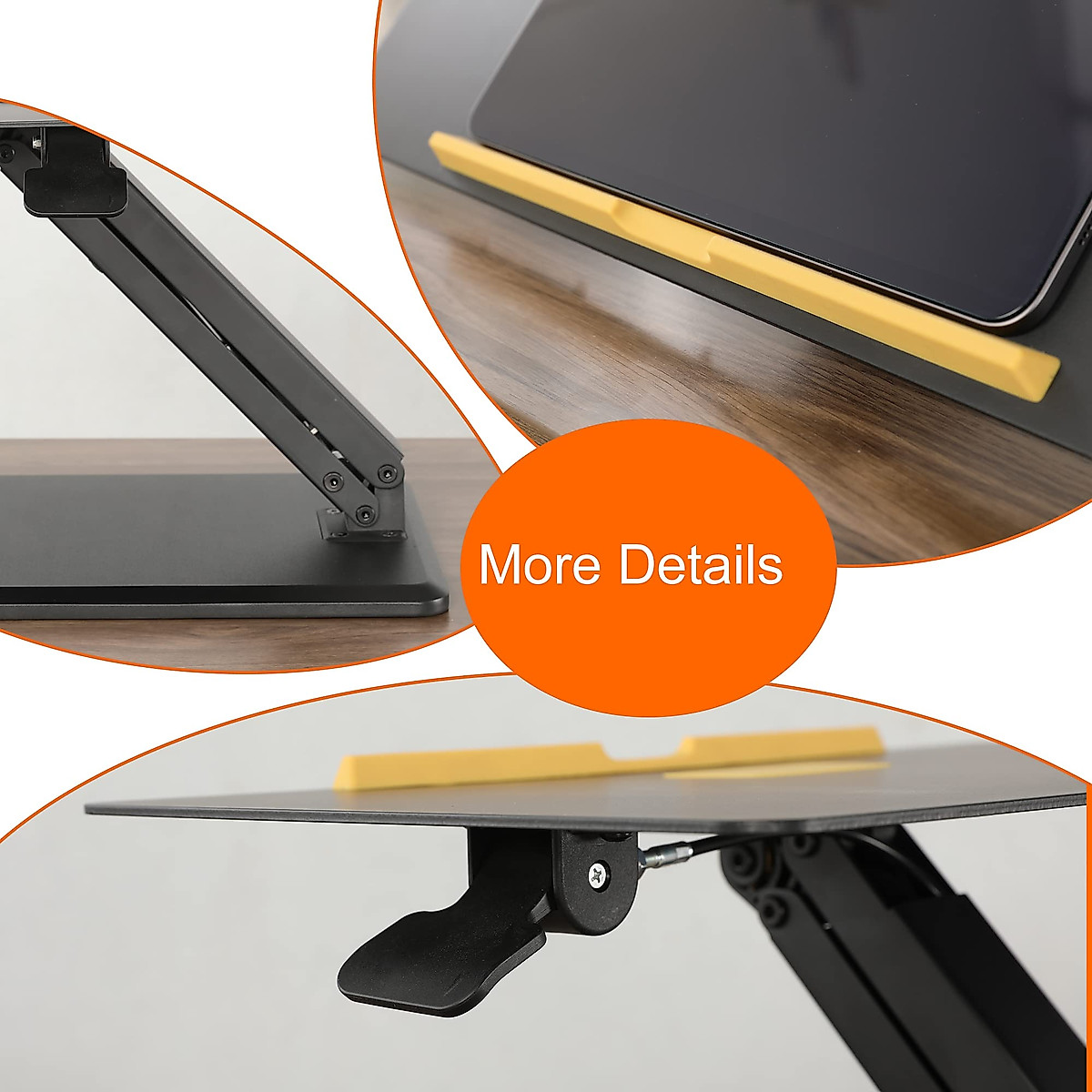 TORRAINAKE Height Adjustable Standing Desk Converter, Sit-Stand Converting Desks with Gas Spring and 45° Adjustable Aluminum Desktop for Home, Office