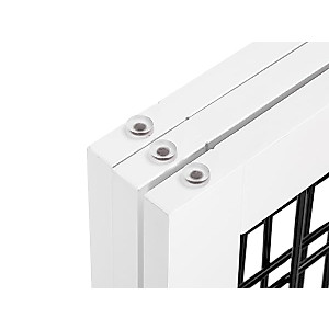 Spirich Free Standing Foldable Wire Pet Gate for Dogs, 80 inches Extra Wide, 30 inches Tall 4 Panels Dog Gate for the House, Doorway, Stairs, Pet Puppy Safety Fence,Set of Support Feet Included, White