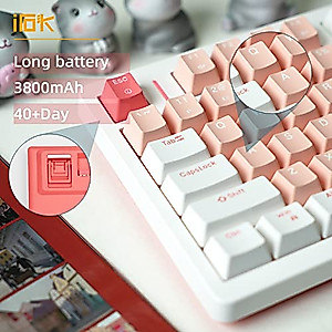 IROK FE75Pro Hot Swappable Mechanical Keyboard, Wireless TKL 75% RGB Customizable Backlit Gaming Keyboard, Bluetooth/2.4G/Wired for Windows PC Gamers- White/Red