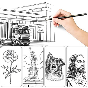 Drawing Pencils Set of 14 (B - 12B) Sketching Pencils for Drawing, Shading & Doodling | Professional Sketch Pencils Graphite Grades for Artists & Beginners