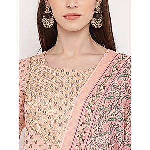 Ziya women's 100% cotton indian pakistani kurti palazzo pant set 700 (Orange 762, 3XL-46)