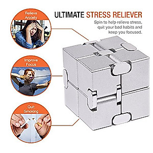 JOEYANK Fidget Cube New Version Fidget Finger Toys - Metal Infinity Cube Prime for Stress and Anxiety Relief/ADHD, Ultra Durable Sensory Gifts for Adults and Kids