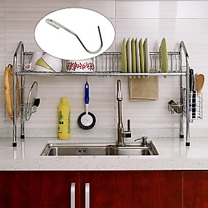 ZZHXSM 10PCS Heavy Duty Hook Silver 90 Degree Twisted Angle Pot Holder Stainless Steel Hook Suitable for Hanging Kitchen Utensils Towel Gardening Tool and Clothing