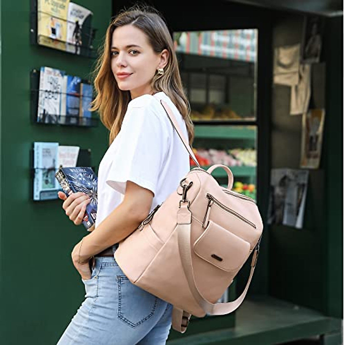 CLUCI Leather Backpack for Women Convertible Backpack Purse Travel Large Fashion Designer Ladies Purse