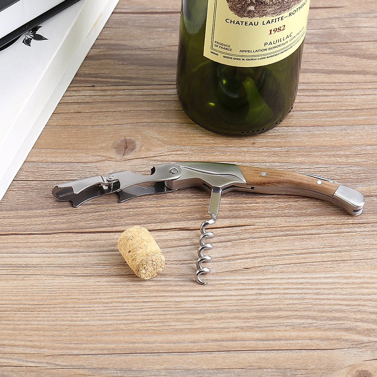 Wine Opener for Bar Restaurant Waiters, 3 in 1 Professional Wooden Handle Waiter Corkscrew Wine Key for Bartenders