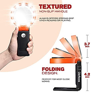 Dicfeos 30X 40X Magnifying Glass with Light and Stand, Folding Design 18 LED Illuminated Magnifying Glass for Close Work, Handheld Large Magnifying Glasses for Reading, Powered by Battery or USB