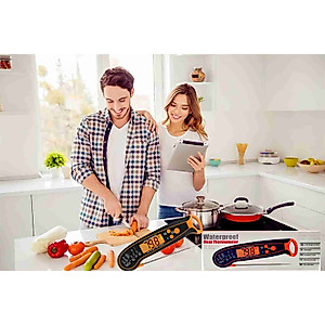 KUKVINA Waterproof Digital Instant Read Meat Thermometer for Cooking, Grilling, BBQ, Kitchen & Candy, Ultra-Fast Food Thermometer with Folding Probe，Backlight & Calibration Function