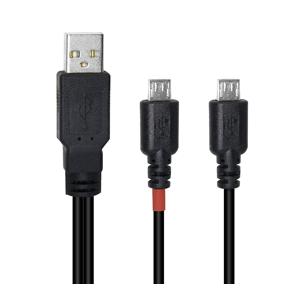 PNGKNYOCN 12 Inch Micro USB Splitter Cable USB 2.0 Type A Male to Dual Micro USB Male Y Data Charge Connector Adapter Cable