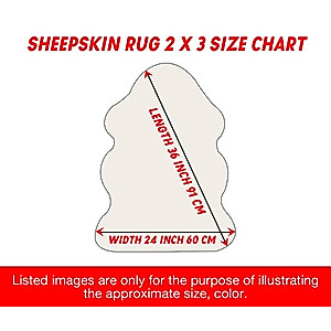 Sheepskin Natural Fluffy Real Sheep Skin Fur Rug 2 x 3 White Single Pelt Nursery Bedroom Area Rug (24Inch x 36Inch, 60.96cm x 91.44cm)