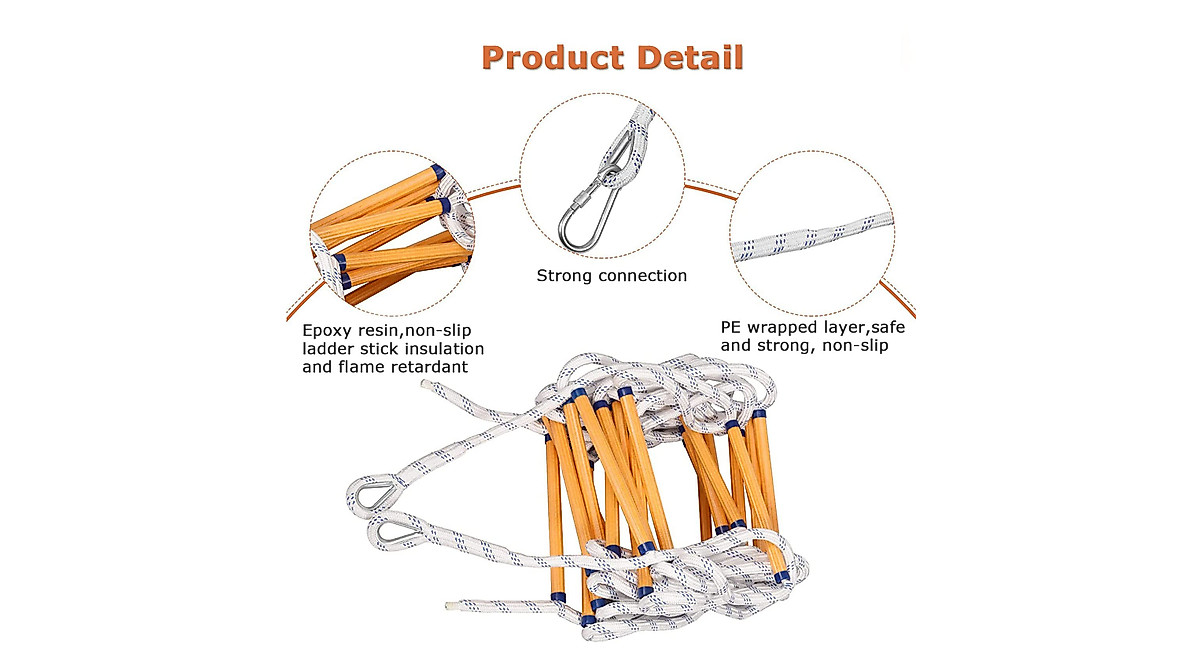 ANUU Emergency Fireproof Rescue Ladder – 98ft Portable Fire Escape ...