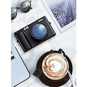 4K Digital Camera, 48MP Autofocus Video Camera with 3" 180°Flip Screen 32GB SD Card, 16X Digital Zoom, Compact Recorder Vlogging Cameras for YouTube with Built-in Mic, 2 Batteries for Beginners