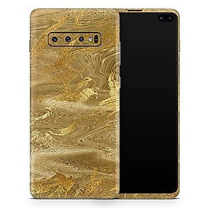 DesignSkinz Molten Gold Digital Foil Swirl V4 Protective Vinyl Decal Wrap Skin Cover Compatible with The Samsung Galaxy S20 (Screen Trim & Back Glass Skin)