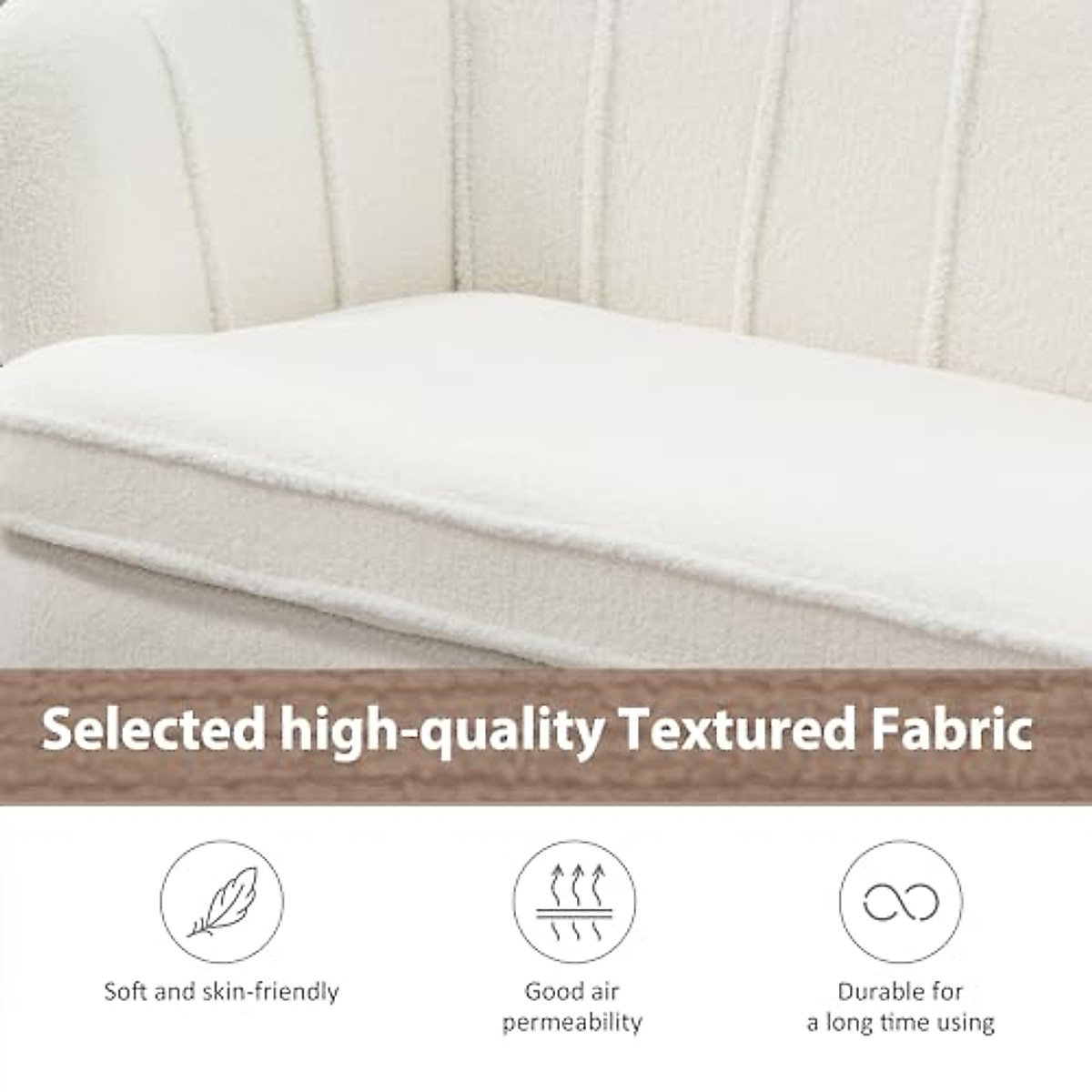 Modern Boucle Loveseat Couch,Futon Small Sofa with Gold Metal Legs ,2-Seater Upholstered Mini Sofa Couches for Small Space,Living Room Bedroom Office Dorm Studio Apartment Love Seat Couche(White)