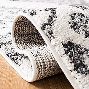 SAFAVIEH Moroccan Tassel Shag Collection 8' x 10' Ivory/Grey MTS652F Boho Non-Shedding Living Room Bedroom Dining Room Entryway Plush 2-inch Thick Area Rug