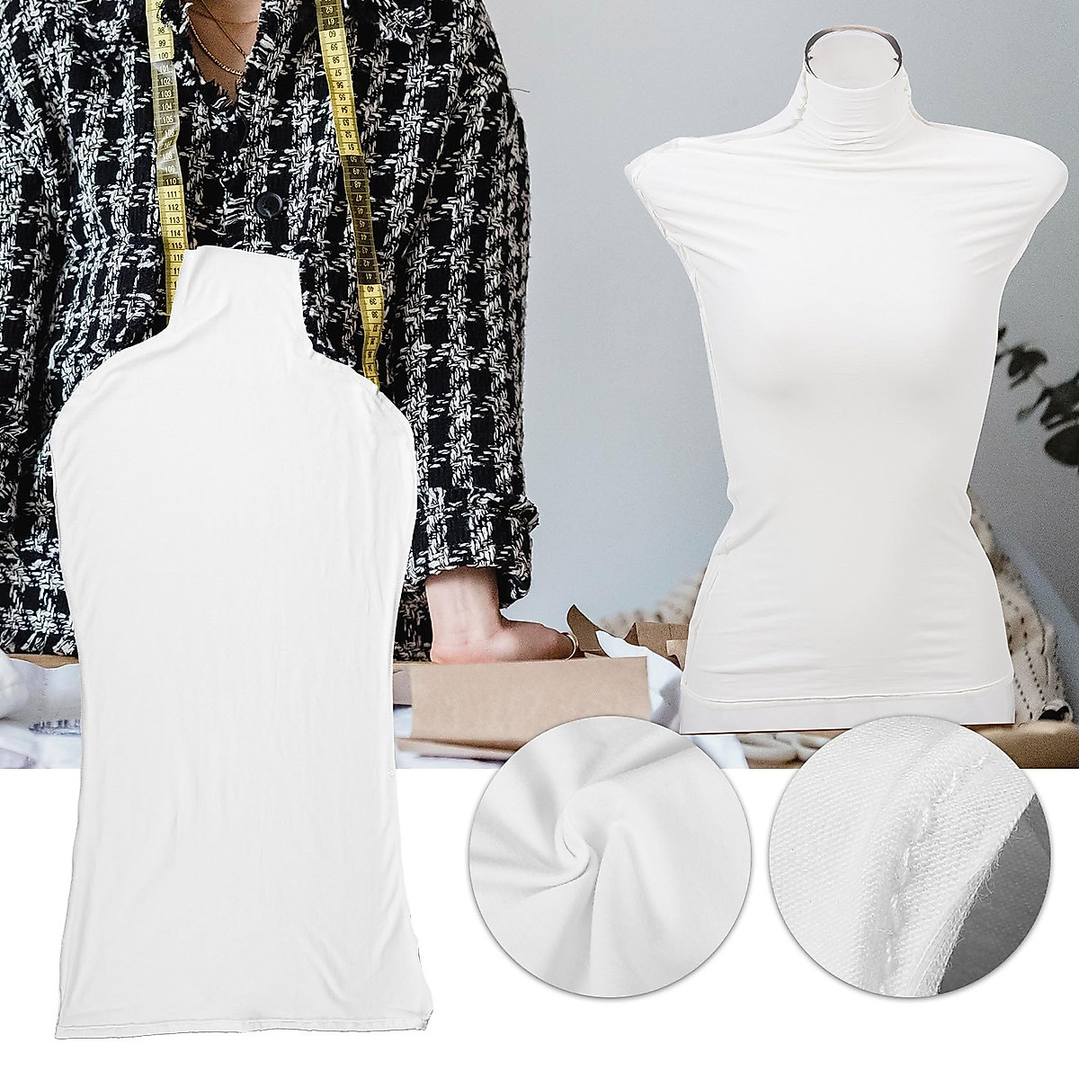 Baluue Superb Fabric Cover Female Model Cloth Accessories for Upper Body Dress Stand Form Mannequin Model ( Mannequin NOT Included ) White