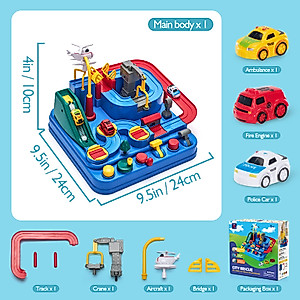 3 Year Old Boy Toys - Car Toys - Puzzle Track Rescue Racer Game Magnetic Helicopter - STEM | Montessori | Logical | Motor Skills Toys for Ages 2-4