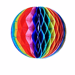 8PCS Hanging Iridescent Honeycomb Ball Rainbow Tissue Paper Pom Poms Balls Flowers Decorative for Bridal Shower Wedding Birthday Theme Party Home Wall Decoration (10”/25cm)