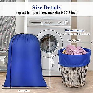 OTraki Heavy Duty Large Laundry Bags 2 Pack 28 x 45 inch XL Drawstring Travel Organizer Bag Fit Hamper Basket Camp Home College Dorm Tear Resistant Dirty Cloth Big Storage, Three Loads of Clothes Blue