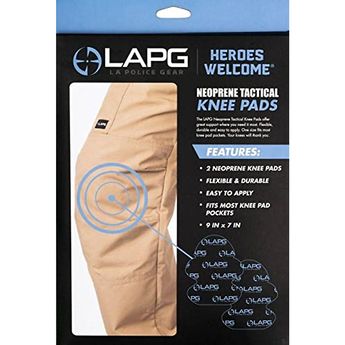 LA Police Gear Neoprene Tactical Knee Pads, Slip in Internal Knee Pads for Work Pants, Protective Neoprene Knee Pad Inserts