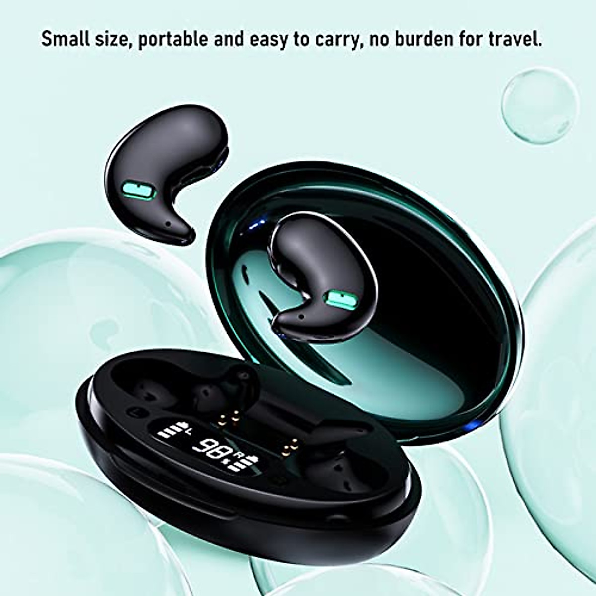 Bluetooth 5.2 Earphones Wireless Earbuds with Wireless Charging Case,with Earhooks Headset Built-in Mic for Sport,Clear Calls,Work,Music