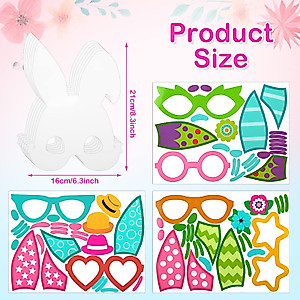 Spakon 60 Pieces Easter Bunny Mask Craft Kits Novelty Easter Rabbits Craft Kits Personalized Bunny Characters for Kids Fun Home Activities DIY Arts Craft Self Adhesive