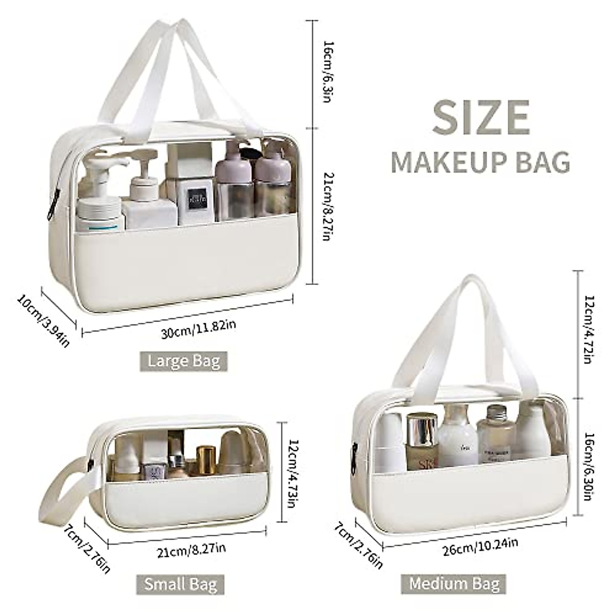 Toiletry Bag for Women Clear Travel Toiletry Bag Travel Makeup Bag Hanging Toiletry Bag for Men Toiletry Bags for Traveling Women Travel Bag for Toiletries Transparent Set(white)