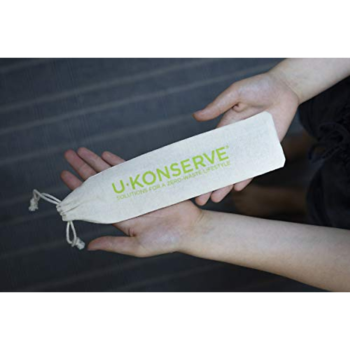 U-Konserve Cotton Drawstring Pouch for Reusable Drinking Straws, Brushes and Utensils - Carrying Case Keep Reusables Clean On the Go - Machine Washable