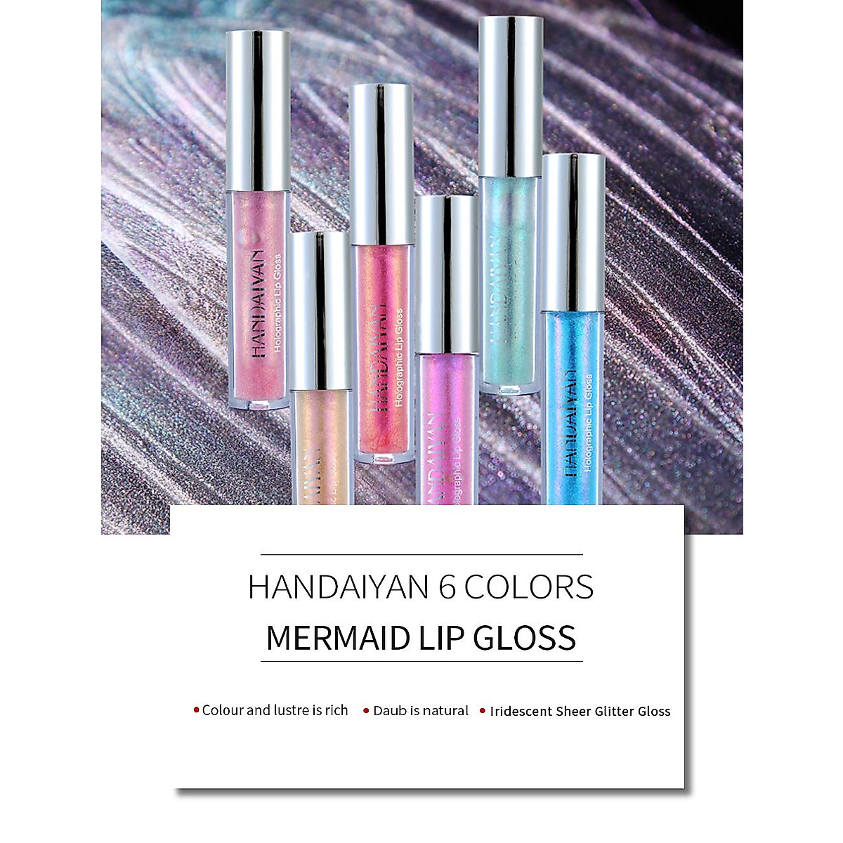 COOSA Glitter Liquid Lipsticks Set 6 color Diamond Shimmer Metallic Lipstick Waterproof Long Lasting Makeup Kit Face Eye Glow Shimmer Shinning Lip Gloss Set