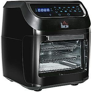 HOMCOM 12 QT Air Fry Oven, 8 In 1 Countertop Oven Combo with Air Fry, Roast, Broil, Bake and Dehydrate, 1700W with Accessories and LED Display, Black