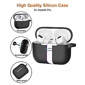 STONEPLUM Airpods Pro Case Cover,Full Protective Silicone with Keychain Accessories for Women Men with New Apple Airpods Pro Case(Black)