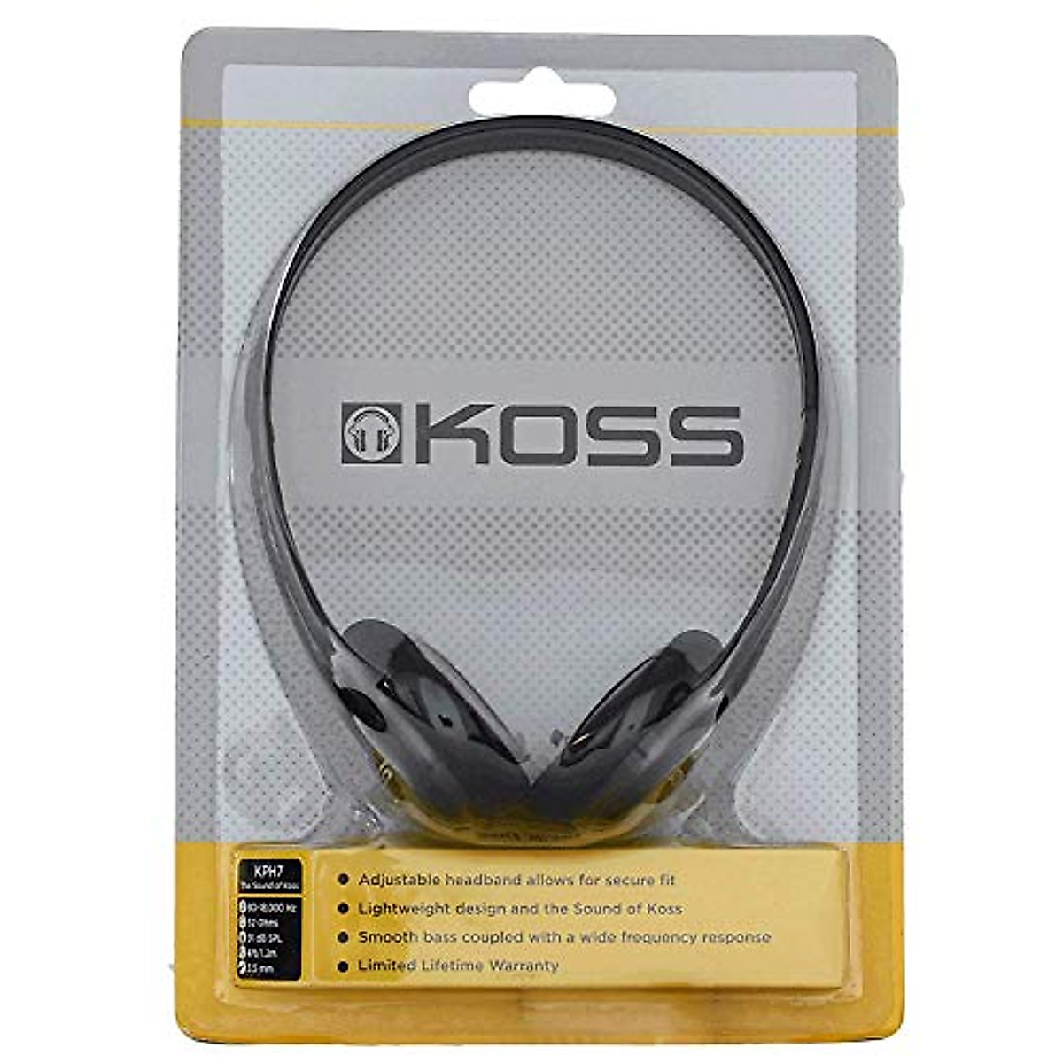 Koss KPH7 Lightweight Portable Headphone, Black