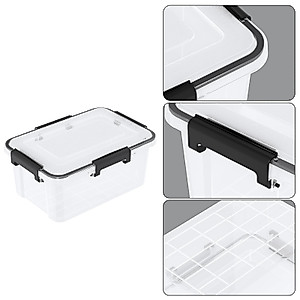 Leendines 10 L Clear Airtight Storage Box, 6 Pack Plastic Latching Storage Box