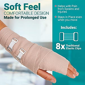 MEDca Elastic Compression Bandage Wrap - First Aid Bandages Roll Measures 2", 3", 4", 6" x 5 Ft with 4 Extra Hooks - Athletic Sports Stretch Wraps for Ankle, Wrist, Arm & Leg Sprains (Pack of 8)