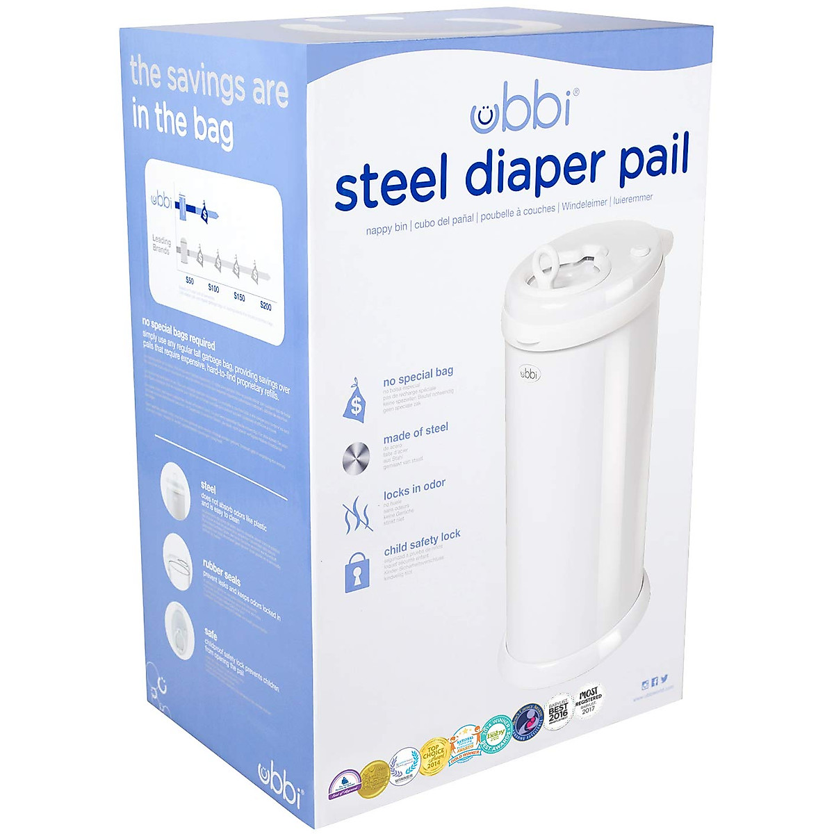 Ubbi Steel Diaper Pail and OXO Tot Perfect Pull Wipes Dispenser - Gray