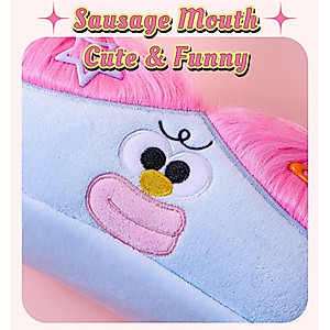 XZR Cute DIY Pen Bag Case Box Stocking Stuffers Cute Creative Long Hair Doll Colorful Cartoon Large Capacity Zipper Organizer Storage Bag Box Nice Gift (Blue)