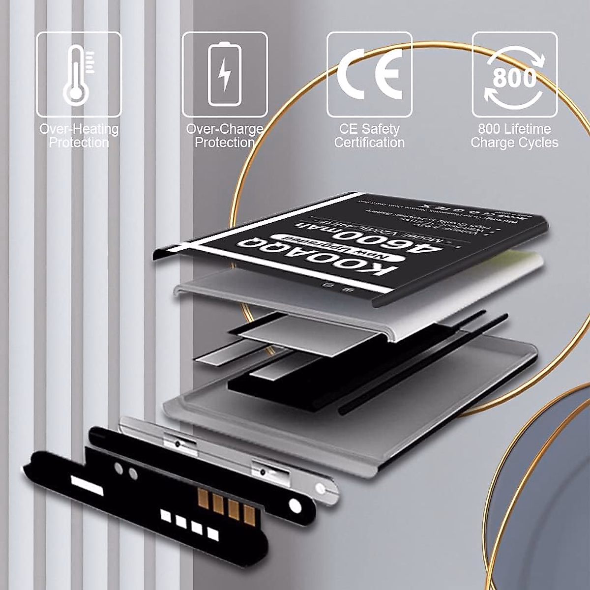 KOOAQQ Battery for LG V20, [2025 New Version] 4600mAh High Capacity Cell Phone BL-44E1F Replacement Battery for LG V20 Stylo 3/ Stylo 3 Plus H918 H910 LS997 US996 VS995 V995